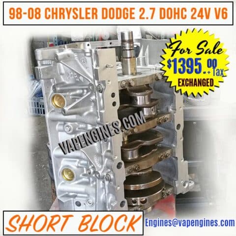 Chrysler Dodge 2.7 Short Block Engine | Engine Builder Auto Machine ...