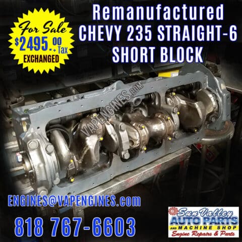 Remanufactured GM Chevy 235 Short Block Engine Sale | Engine Builder ...