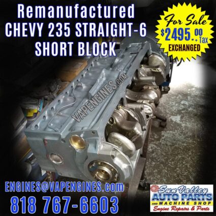 Remanufactured GM Chevy 235 Short Block Engine Sale